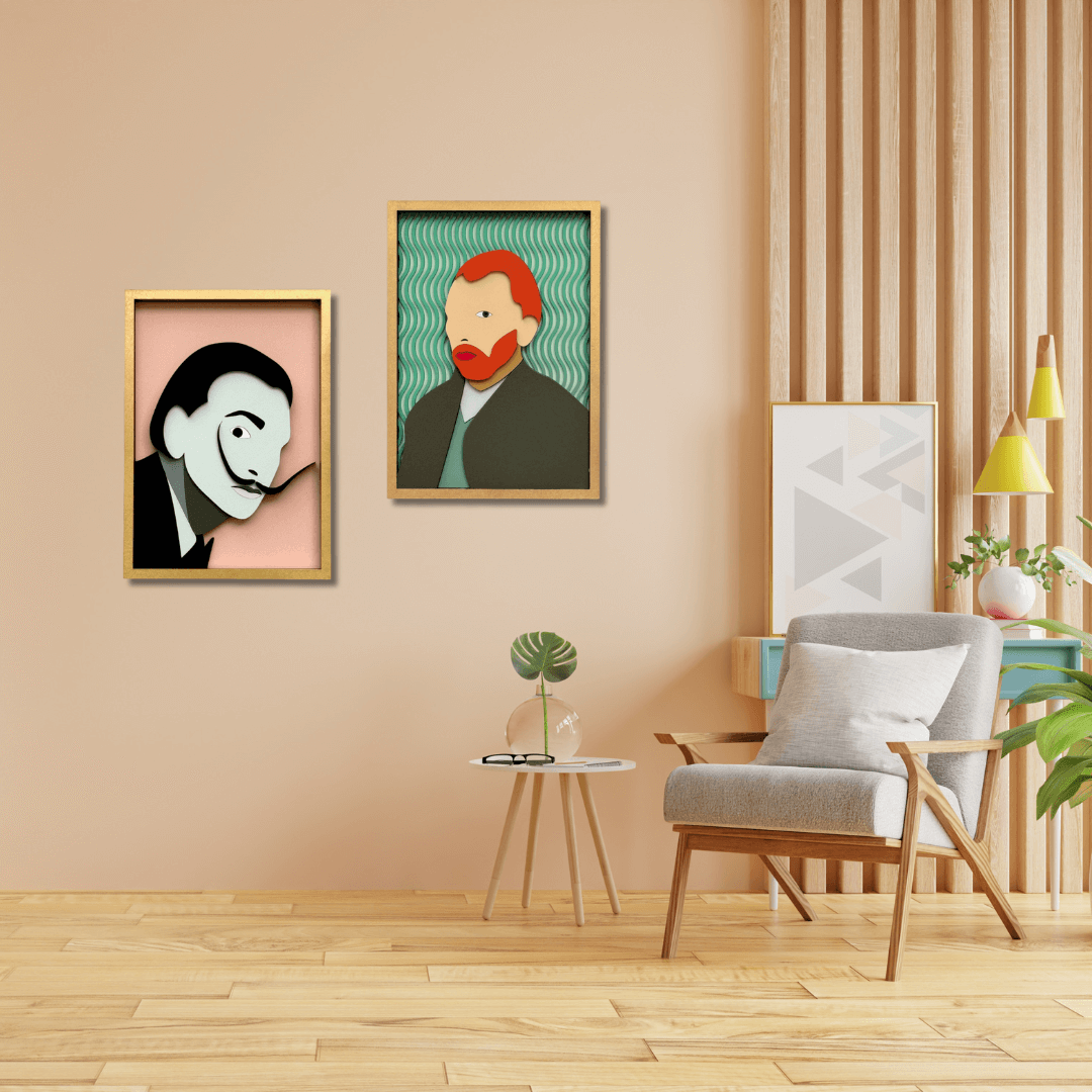 Mr. Salvador Wall Art - Surrealist Inspired Wood Portrait Decor ...