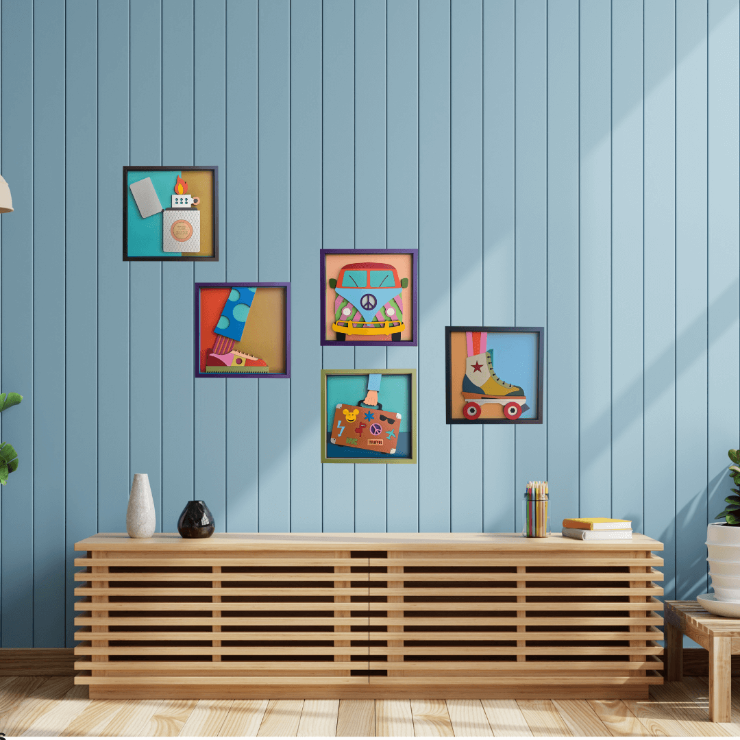 Stickered Suitcase Wall Art - Handmade Wooden Travel Decor - Umasqu ...